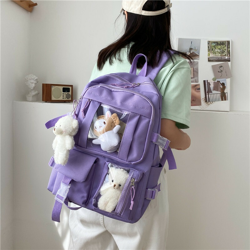 Student Kawaii Backpack Large Girl Teens Cute College School Bag Women ...
