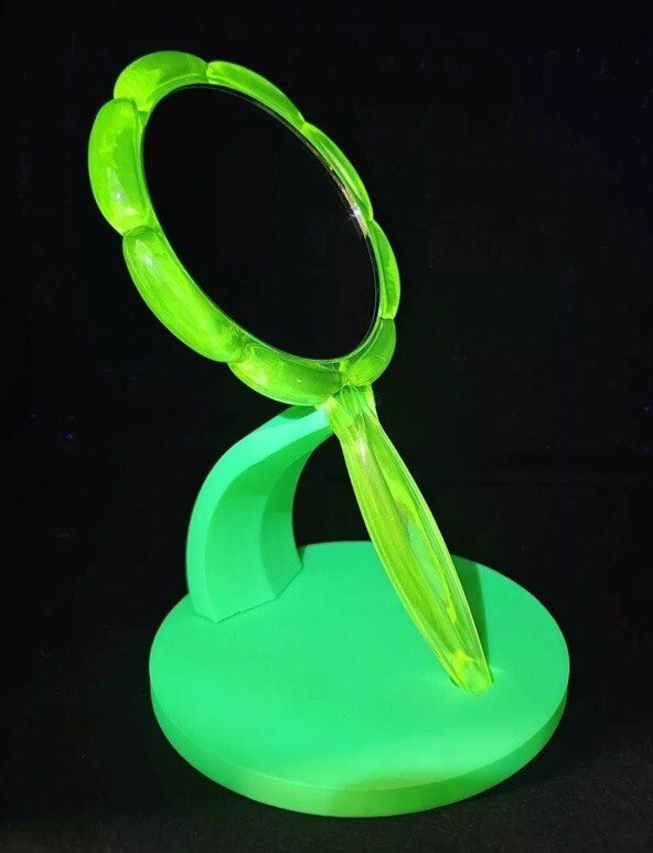 Mosser Glass Hand Mirror Stand Only Fits Uranium Vaseline And Repro ...