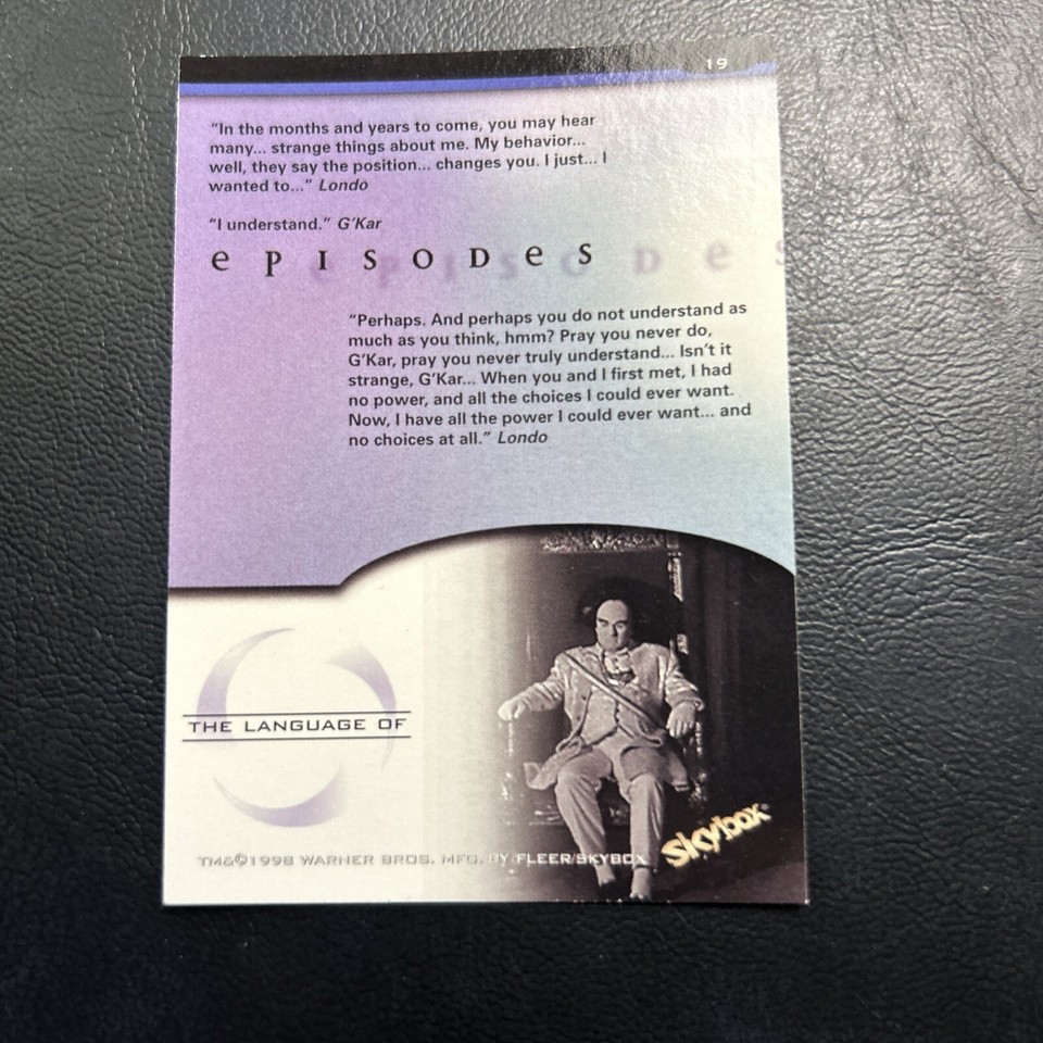 J101c Babylon 5 season Five 1998 Skybox #19 Londo The Fall Of Centauri ...