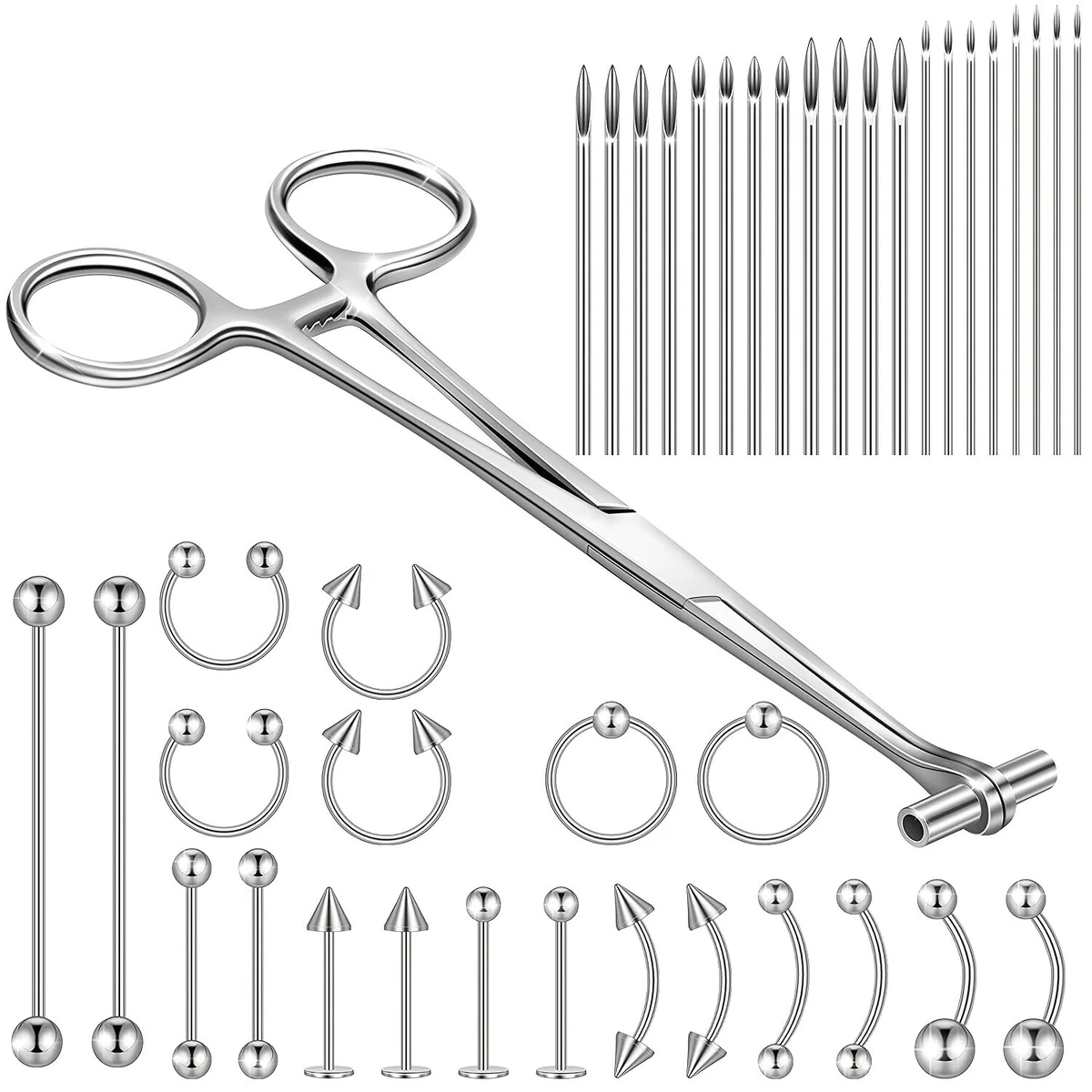 Belly Button Piercing Needle And Clamp
