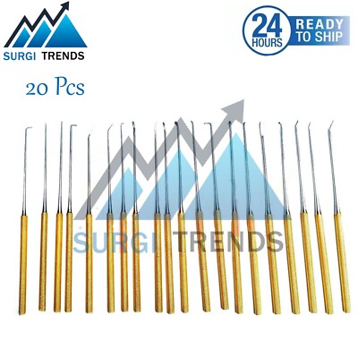 Rhoton Micro Dissector Set 20 Pieces with Gold Neurosurgery Surgical ...