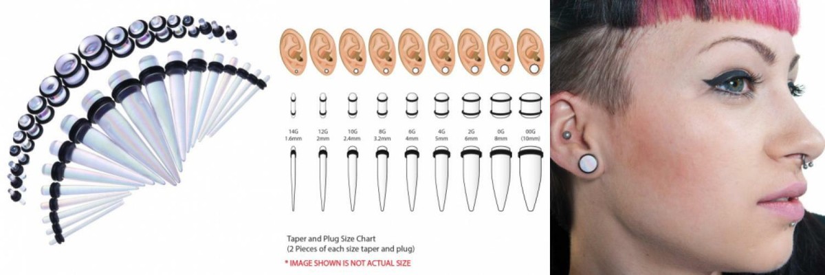 Tapers And Plugs Size Chart 54PC Ear Stretching Kit 14G 12mm