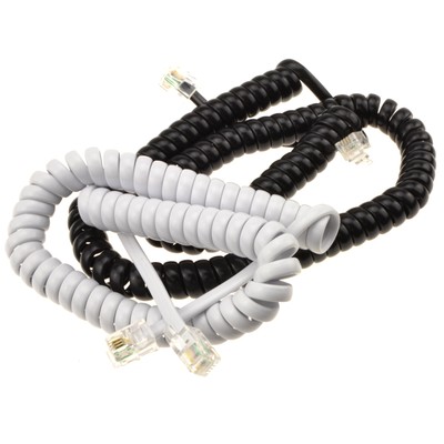 Telephone Handset Coiled Cord RJ10 4P4C Cable Lead Black/White 2m/3m/5m ...