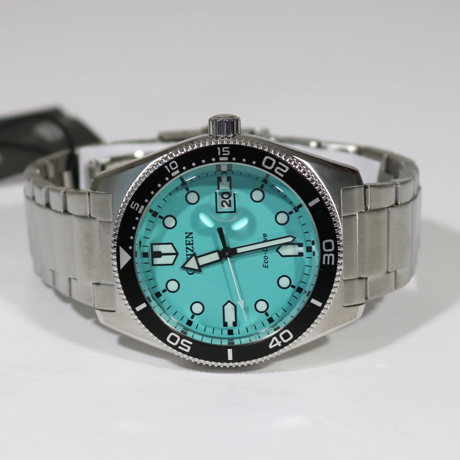 Citizen Eco-Drive Sports Turquoise Dial Stainless Steel Men's Watch ...