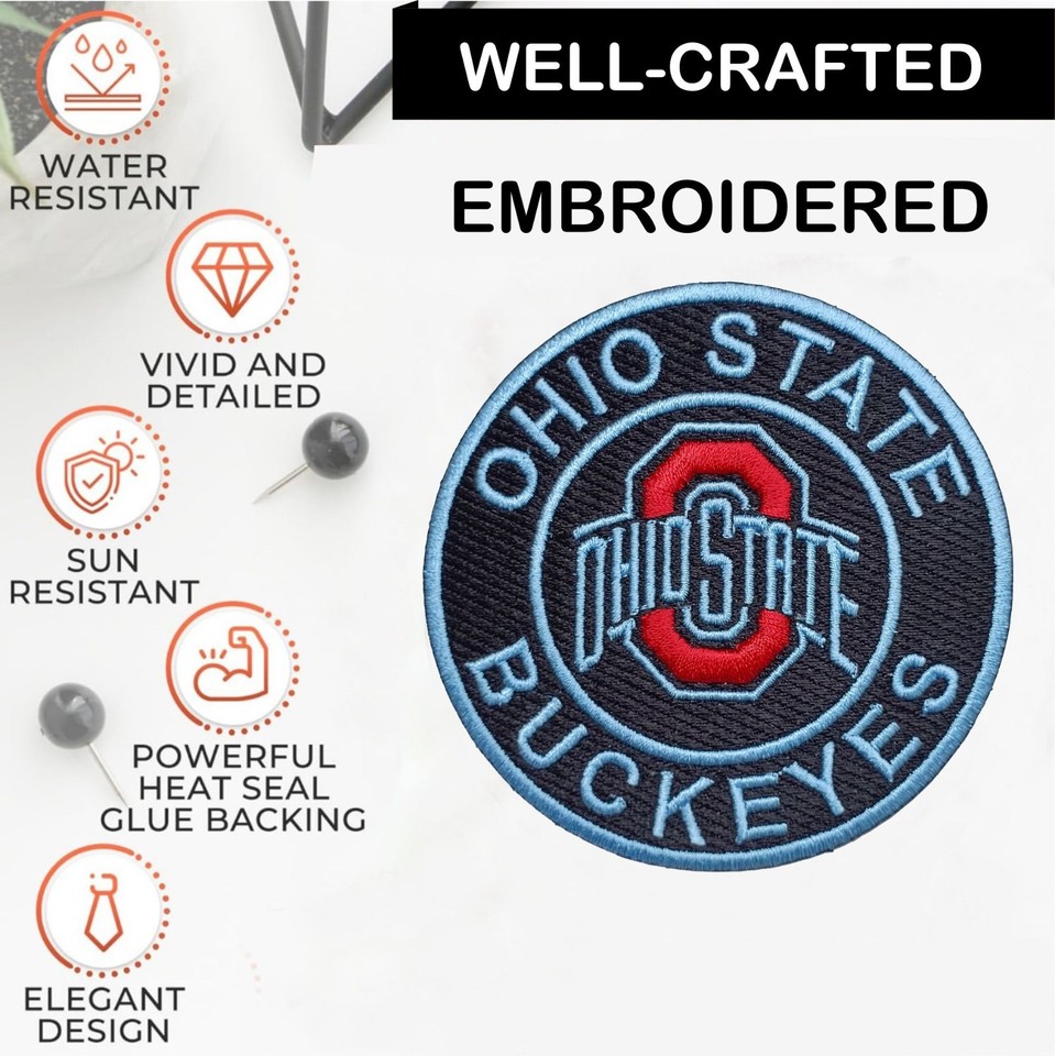 Ohio State Buckeyes NCAA Team Logo Iron On Patch-Sew Patch-Embroidered ...