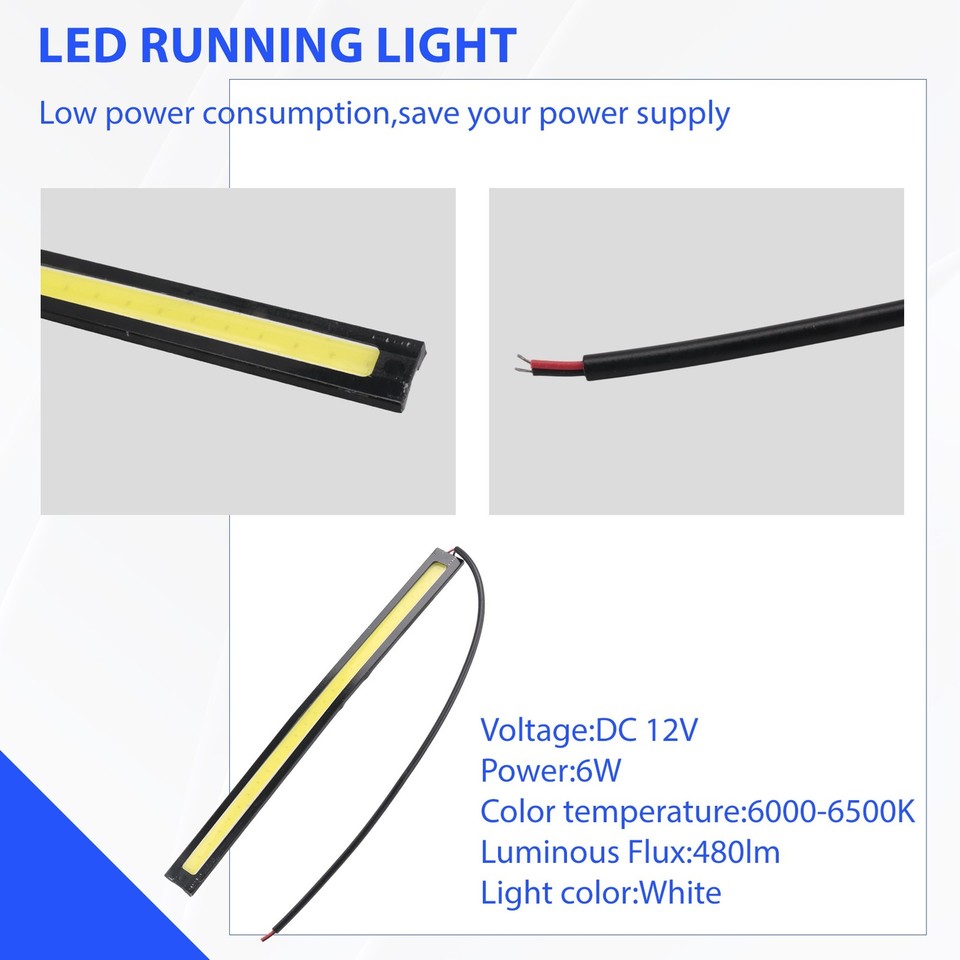 2 x LED 12V STRIP DAYTIME RUNNING LIGHT DRL CAR FOG DAY DRIVING LAMP ...