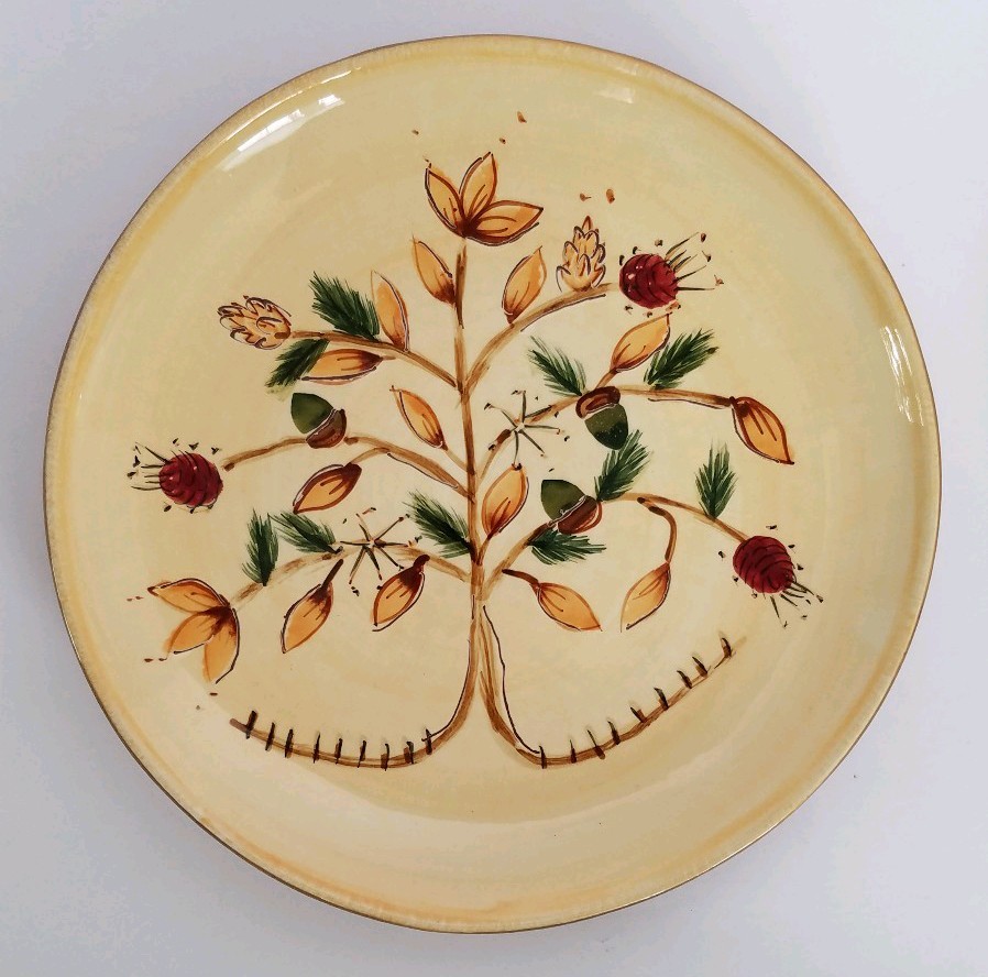 2 Pottery Barn Tree Of Life 8" Salad Plates Autumn Leaves Acorns | eBay
