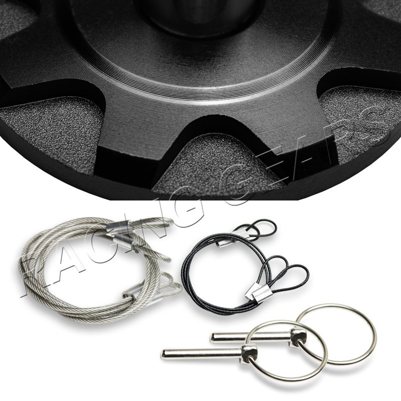 BLACK ALUMINUM SECURITY RACING SPORT BONNET APPEARANCE KIT HOOD PINS ...