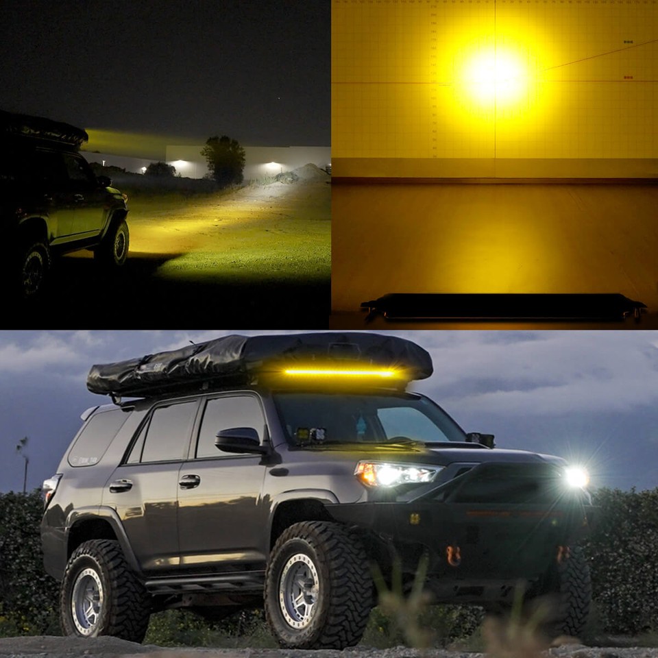 Lasfit 42 inch Amber LED Light Bar Single Row Spot Flood Combo 4WD ...
