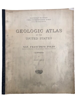 Antique 1914 US Geological Atlas San Francisco California San Mateo ...