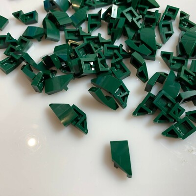 75 per lot NEW LEGO Earth Green Right Plate 1X2 W/ Bow, 45 Deg Cut ...