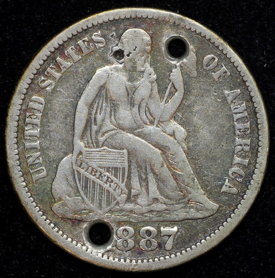 1887 Love Token Fancy Engraved "AJI" Seated Liberty Dime US Coin | eBay