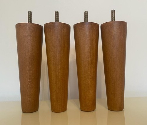 4 x french oak cone legs Feet for uk furniture chair, sofa, bed, table ...