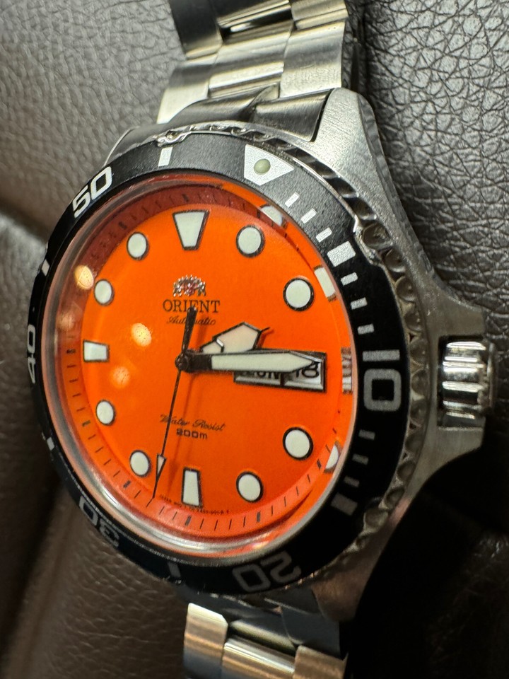 Orient Ray Raven II Automatic Orange Dial Mens Watch FAA02006M9 Extra ...