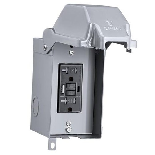 Outdoor GFCI Outlet Box with USB-C & USB-A Ports, 20 AMP Waterproof ...