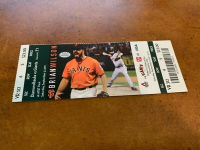 2011 Arizona Diamondbacks v Giants Baseball Ticket Goldschmidt Home Run ...