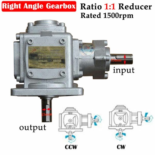 1:1 Right Angle Spiral Bevel Gearbox with 2 Keyed Shaft 1500RPM CW CCW ...