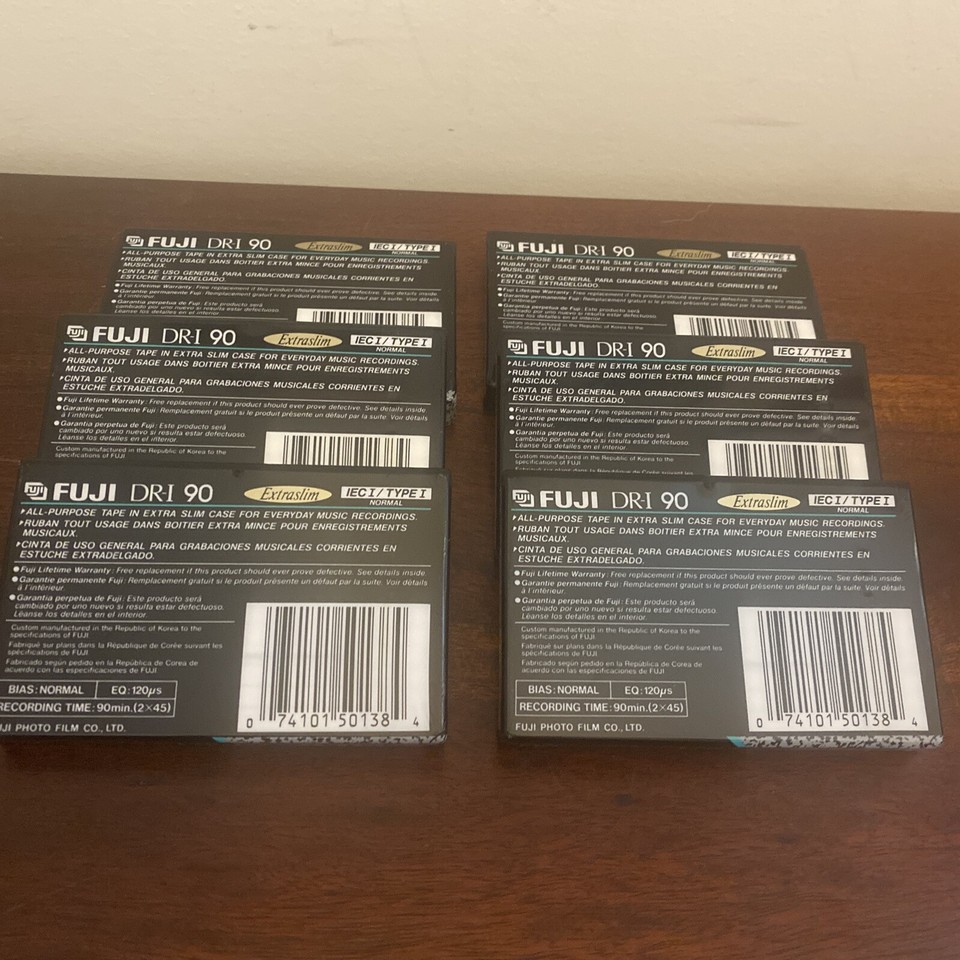 (Lot of 6) Fuji Extra Slim DR-I 90 min IEC 1 Type 1 Normal Blank ...
