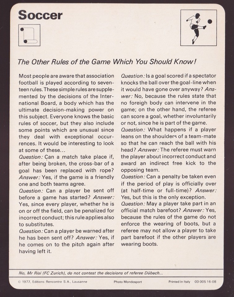 PETER RISI FC Zurich & FIFA Referee Jean Dubach Soccer 1977 ...