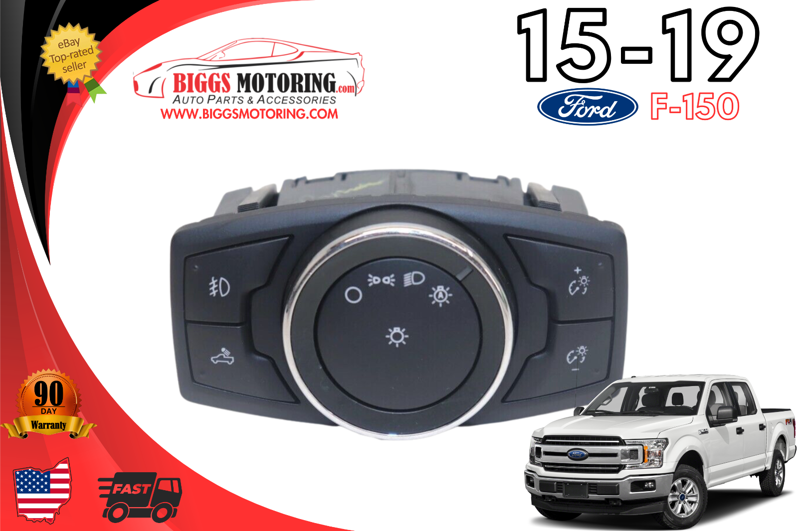 2015-2019 Ford F150 Dash Headlight Control Switch FL3T-13D061-BC | eBay