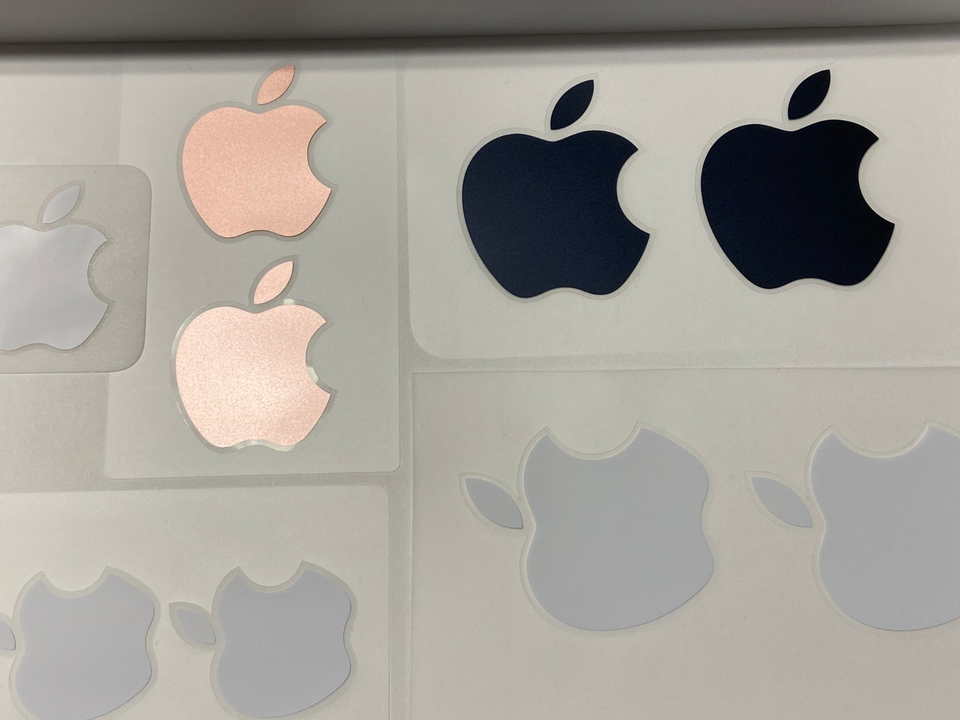 Lot of 9 Authentic Apple Logo Stickers Decals iPhone iPod White Black ...