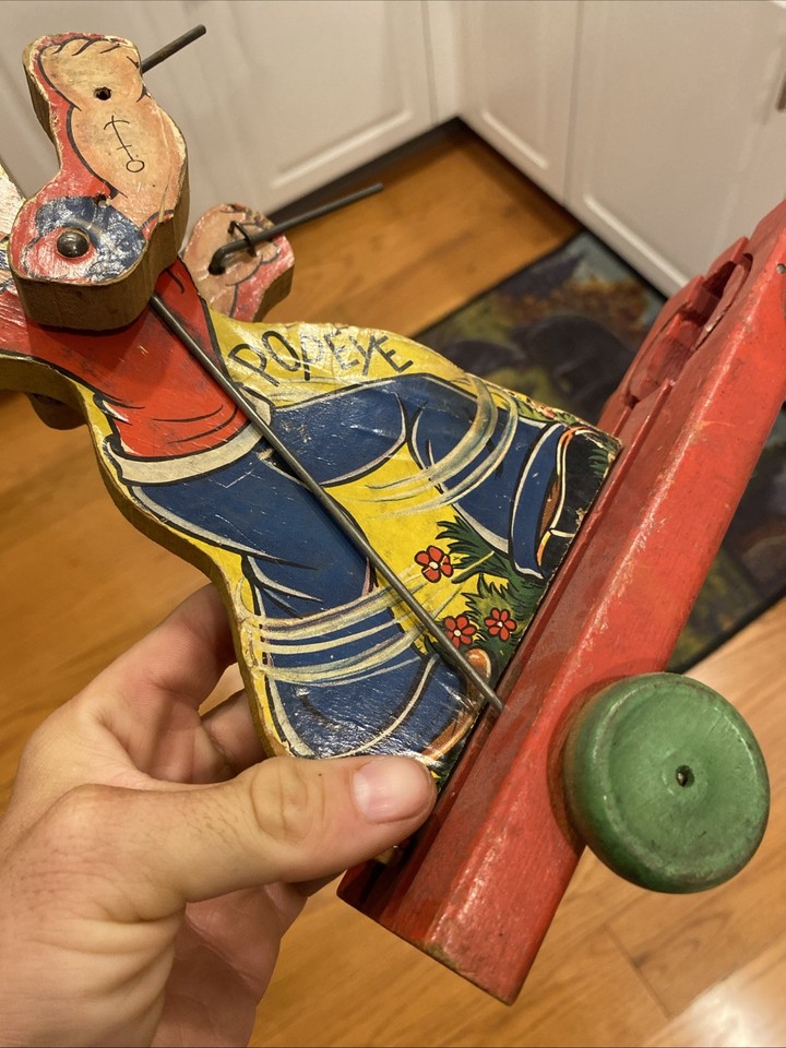 Vintage 1939 Fisher Price #488 Popeye Spinach Eater Pull Toy Drum ...
