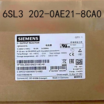 New Siemens Output Reactor Module in box 6SL3202-0AE21-8CA0 6SL3 202 ...