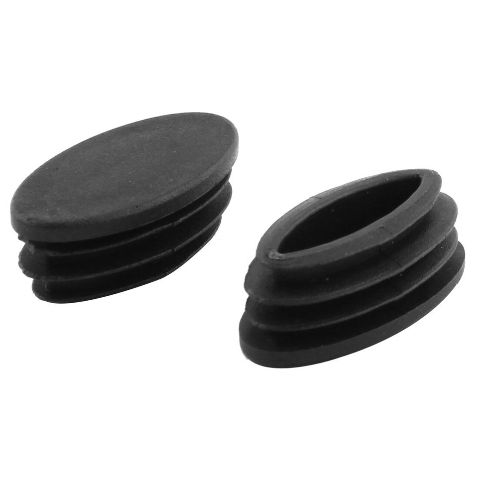 Table Chair Feet Plastic Oval Tube Pipe Insert Cap Black 20 x 40mm 40 ...