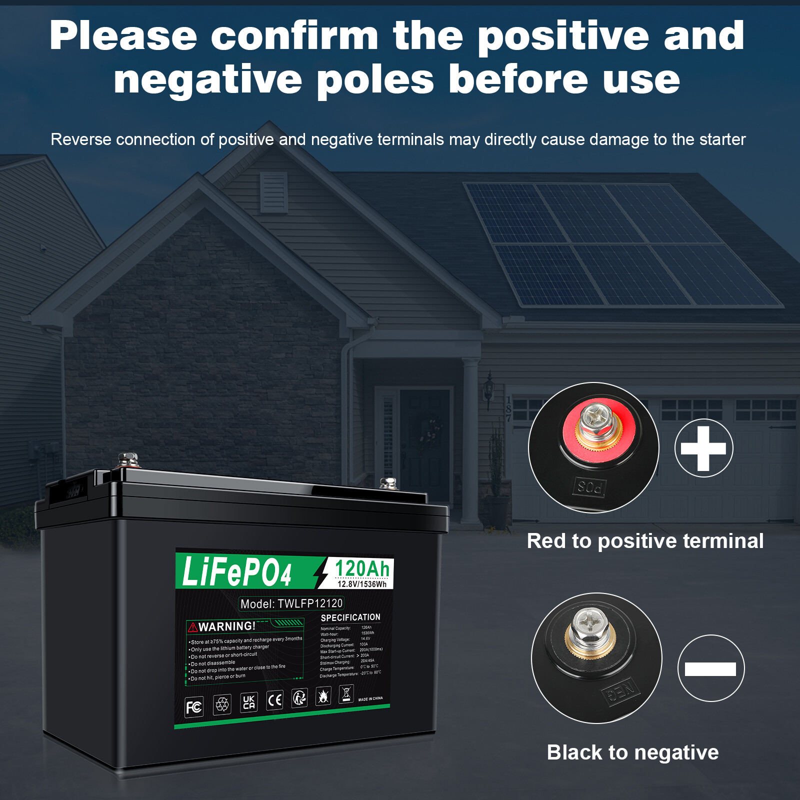 12V 120Ah LiFePO4 Lithium Battery BMS Deep Cycle 20A 24V Smart Battery ...