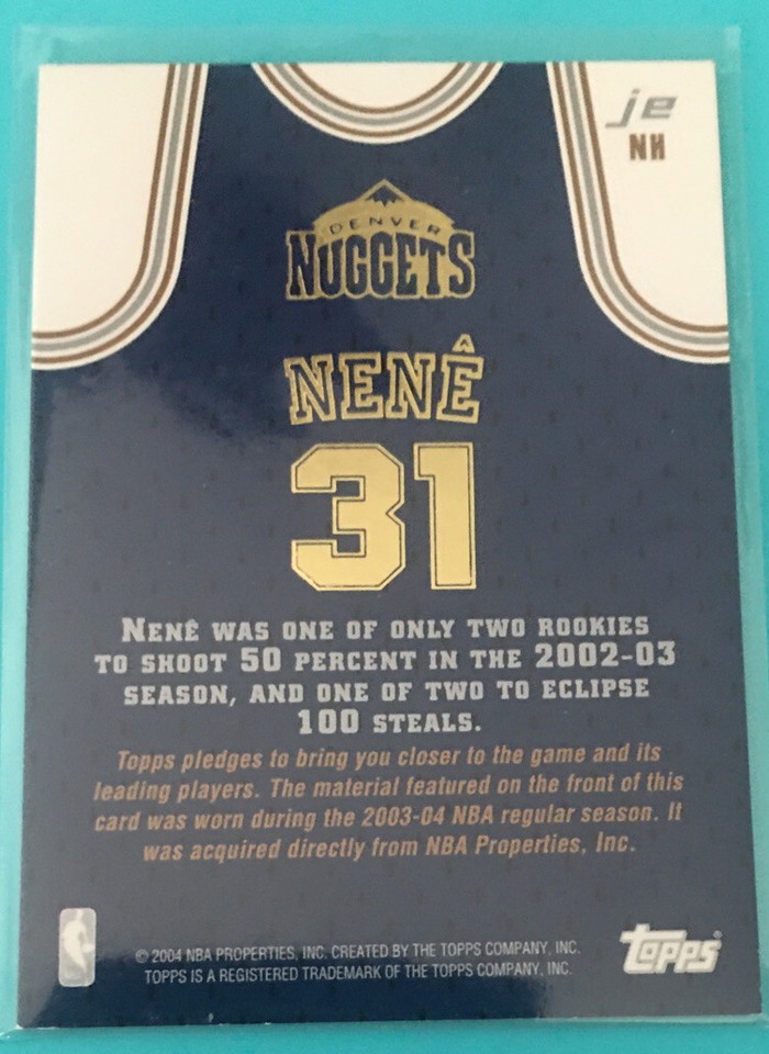 2003-04 Topps Jersey Edition Denver Nuggets Basketball Card #NH Nene ...