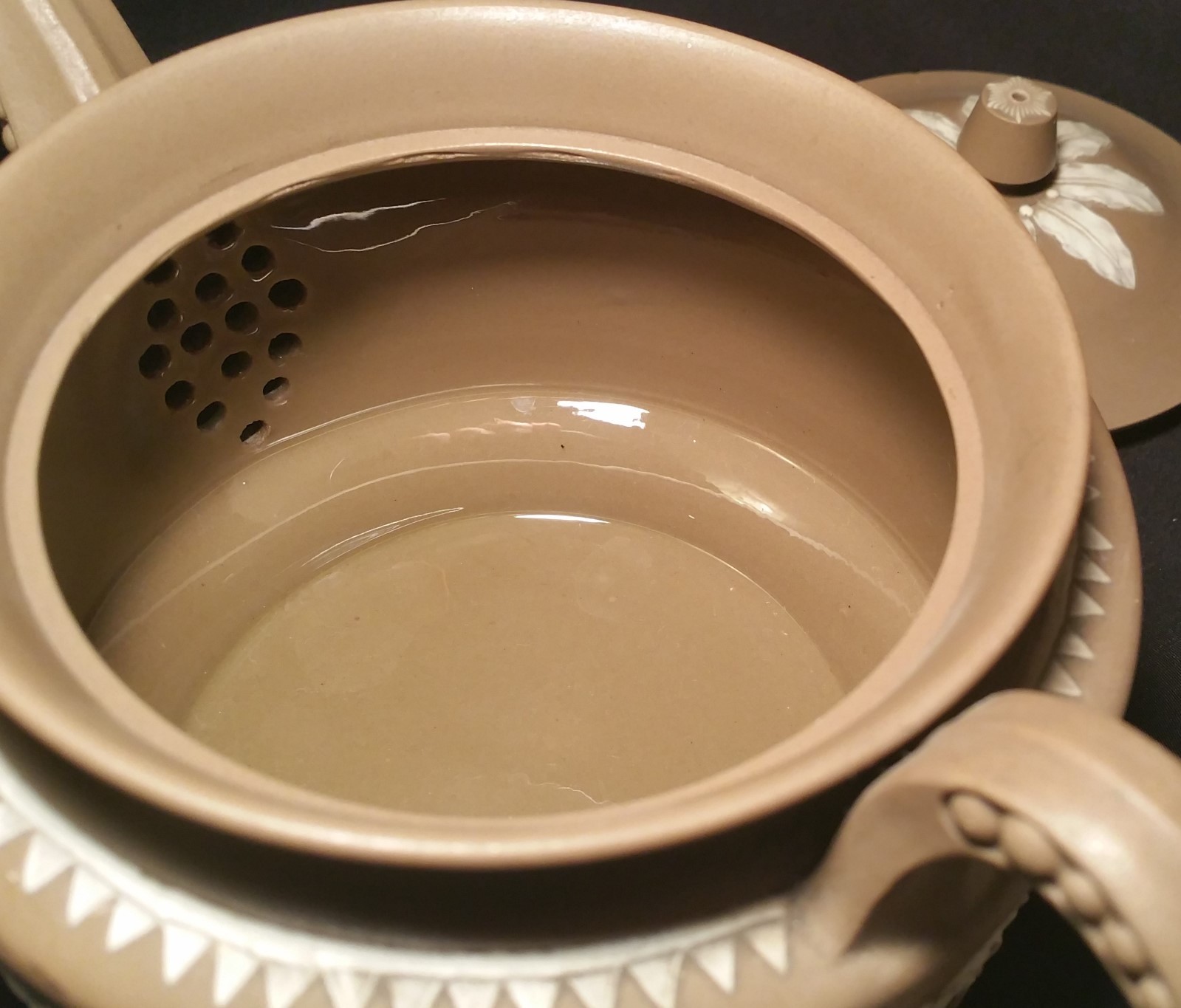 1700s TEA POT english porcelain jasperware staffordshire wilson vtg art ...