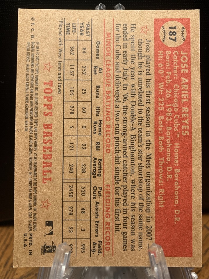 2007 Topps Rookie 1952 Edition Jose A. Reyes . Chicago Cubs #187 | eBay