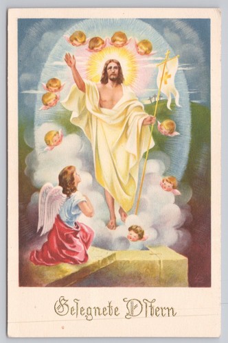 Vintage German Religious Easter Postcard Jesus with Angel & Cherubs | eBay