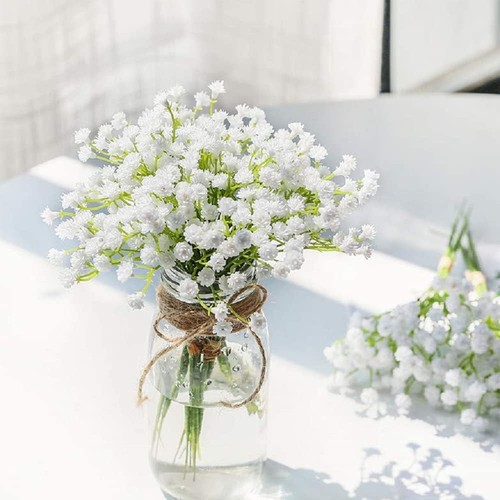 Veryhome 10PCS 30 Bunches Fake Babys Breath Flowers Artificial White ...
