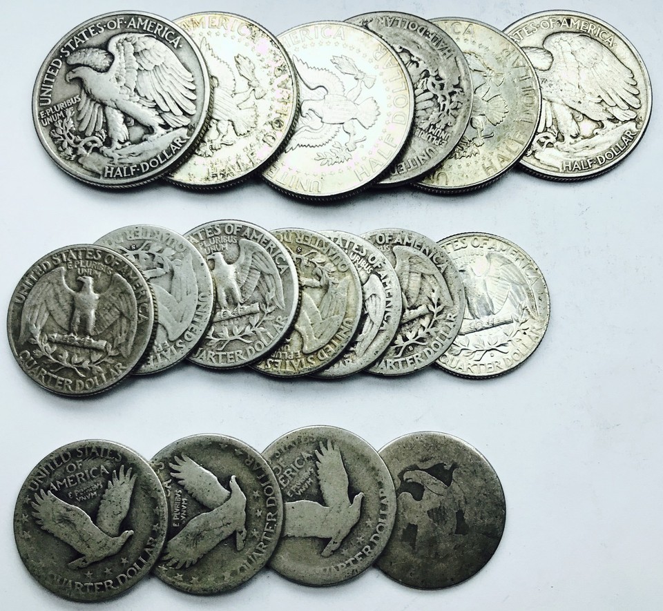 MIXED DATE ASSORTED HALF DOLLAR & QUARTER LOT! 17 TOTAL COINS! UNREAL ...