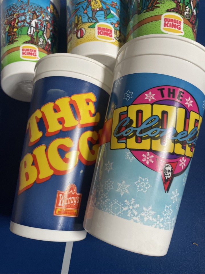 Wendy's Mr. Biggie & Burger King Baseball Plastic Cups, KFC colonel ...