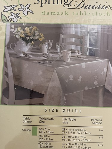 Spring Daisy Damask Gold Shimmer Tablecloth, 60“ X 104“ | eBay