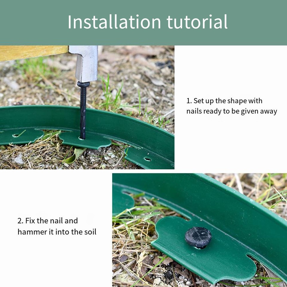 10m Lawn Edge Border with 30 pegs Garden Edging For Paths Drives Flower ...