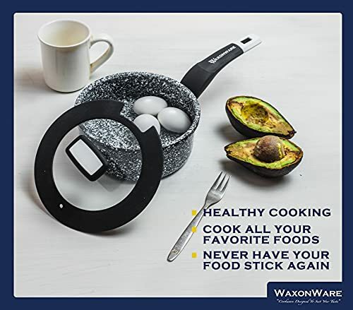 WaxonWare 1.75 Quart Ceramic Nonstick Pan with Lid - Non Toxic Nonstick ...