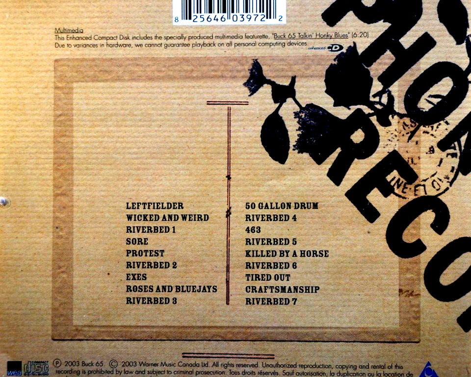 Buck 65 CD ALBUM - Talkin Honky Blues - Canadian Rapper Hip Hop - FAST ...