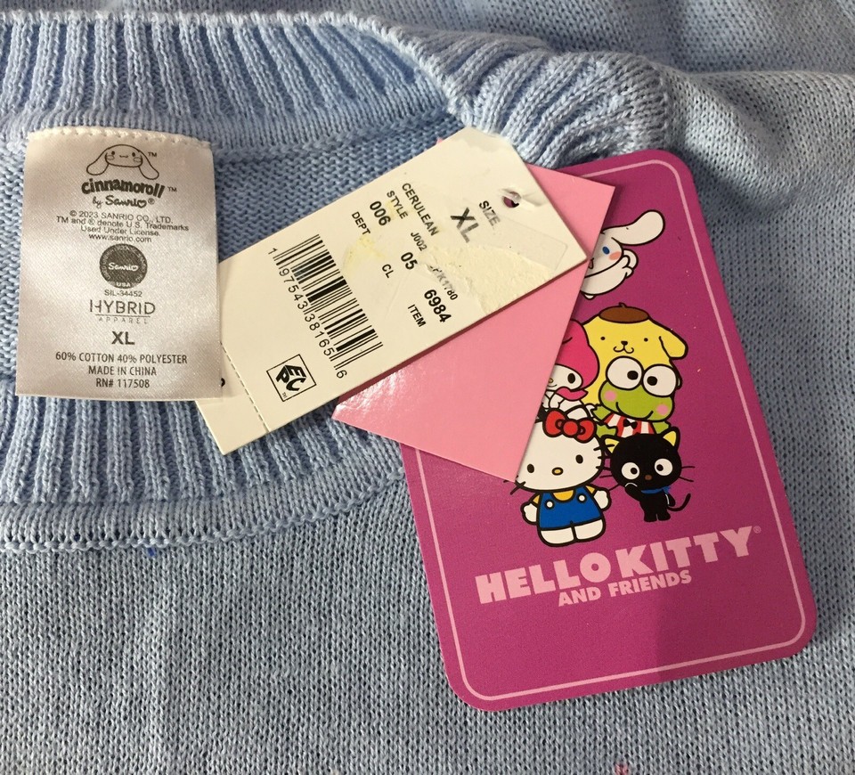Cinnamroll Hello Kitty Sweater Blue Pull Over Blue With Front ...