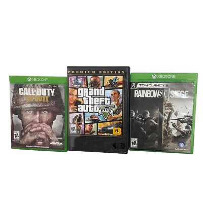 Xbox One Disc Games Bundle GTA 5, Call Of Duty WW2 and Rainbow Six ...
