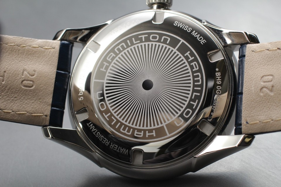 [TOP MINT in BOX] HAMILTON JAZZMASTER H324510 Blue Mens Qz Watch From ...