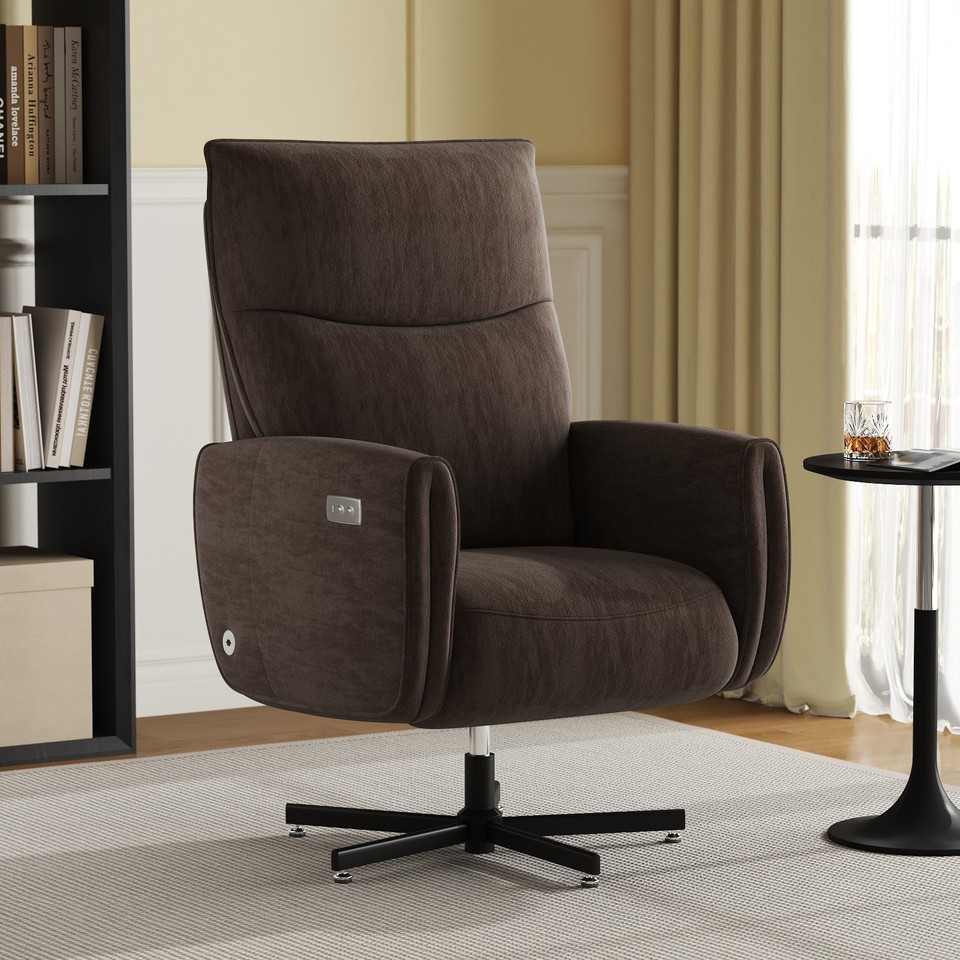 Power Swivel Electric Recliner USB-C 360° Velvet Chair | eBay