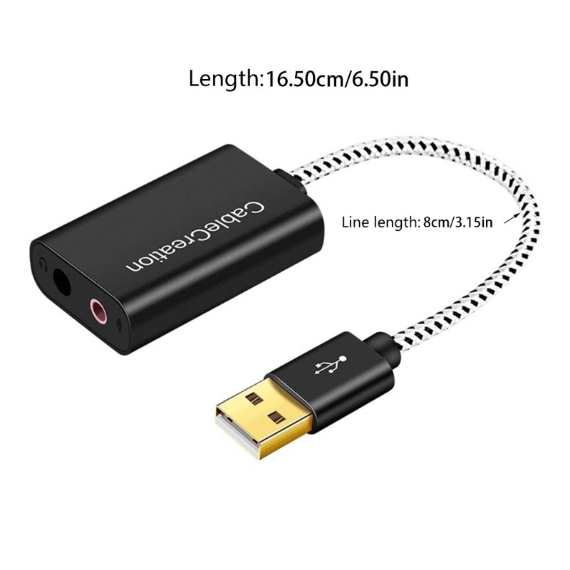 External Stereo Sound Card with 3.5mm Interface USB Adapter for PC for ...