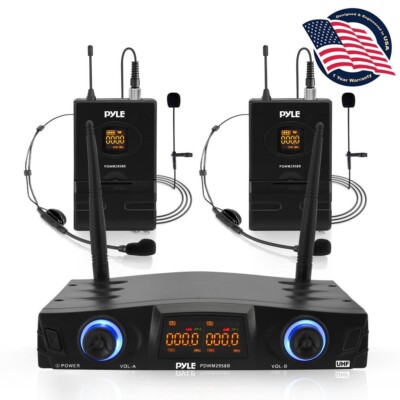Pyle Compact UHF Pro Wireless Microphone System-USB Powered, Adjustable ...
