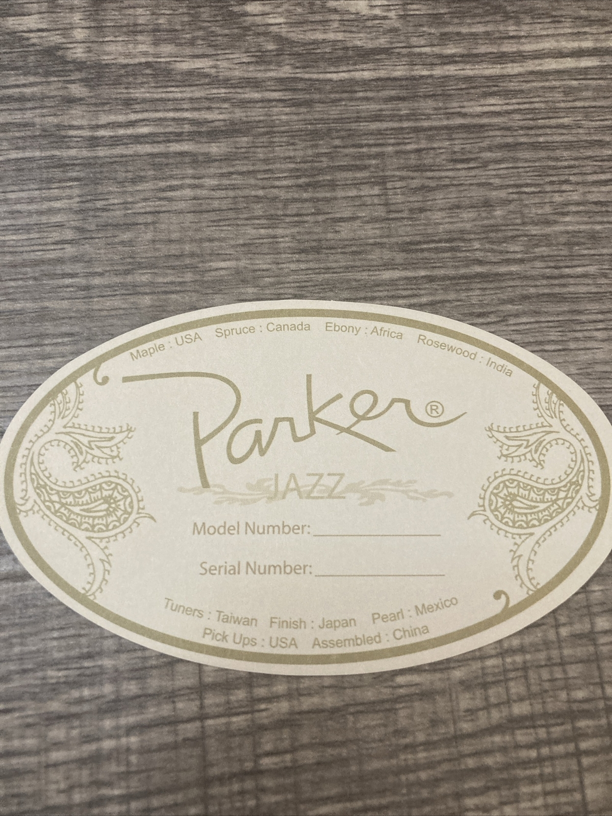 New Old Stock genuine Parker USA Jazz Guitar Sound Hole Label | eBay