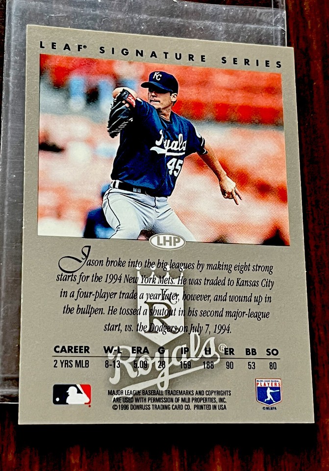 Jason Jacome 1996 Leaf Signature Series Bronze Autograph AUTO KC Royals ...