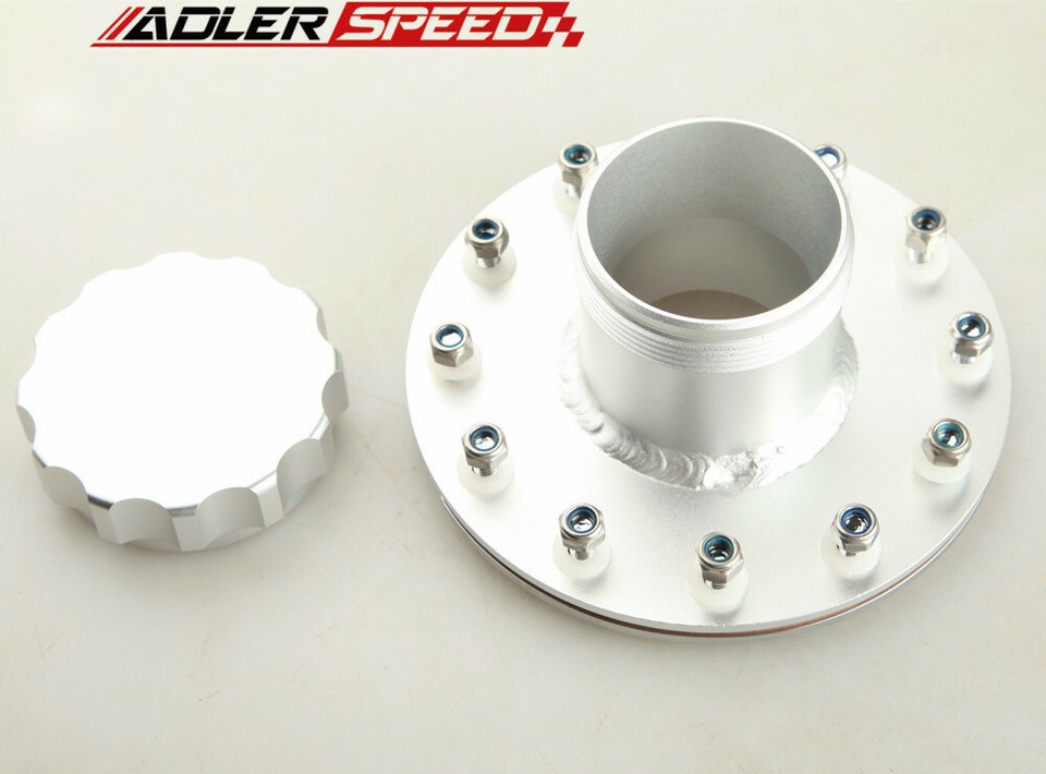 US SHIP Aluminum Straight Fuel Cell Fast Filler Neck Cap 12 Bolt Silver ...