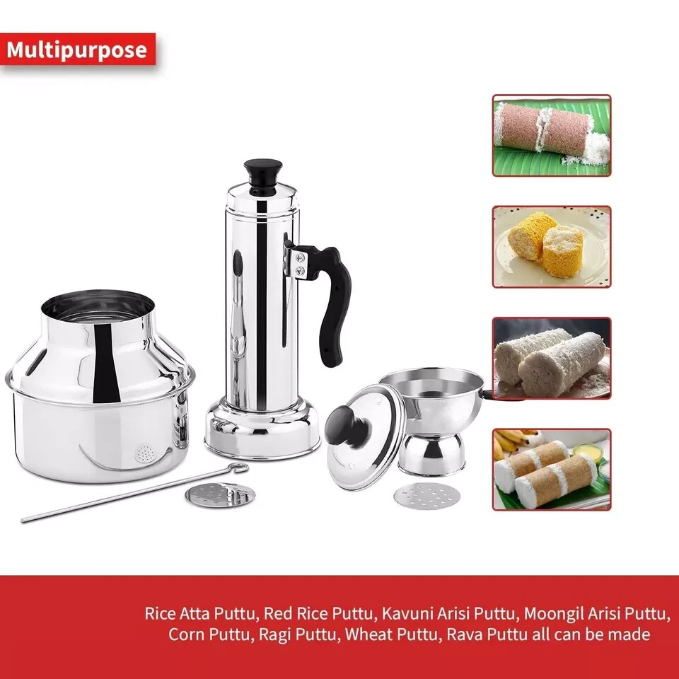 Stainless Steel Puttu Maker Combo With Chiratta Puttu Maker, Puttu ...